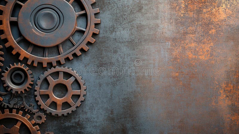 Industrial Backdrop Featuring Large and Small Gears in Gray and Rust ...