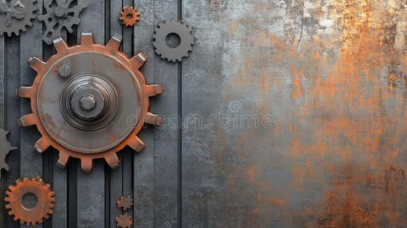 Industrial Backdrop Featuring Prominent Gear Patterns and Metallic ...