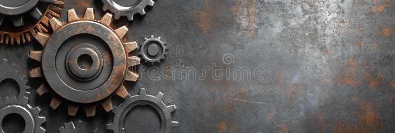 Industrial Backdrop Featuring Robust Gears in Gray and Rust Tones with ...