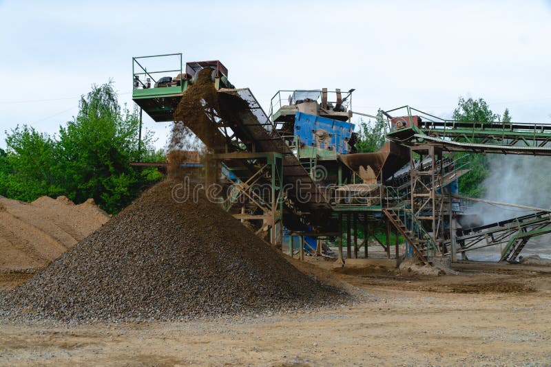 Industrial Background - Crusher Rock Stone Crushing Machine at Open Pit ...