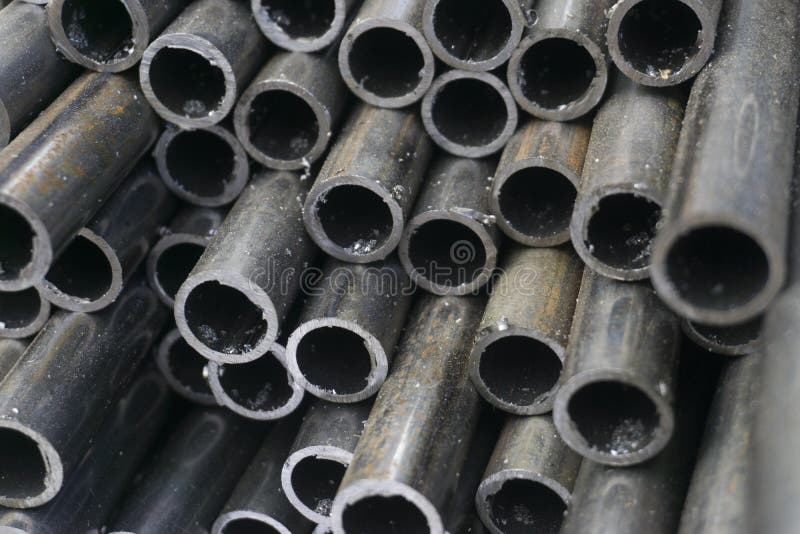 Industrial Background. Cylindrical Metal Details on Grey Background ...