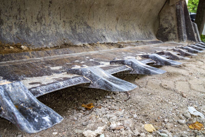 Digger Backhoe Teeth Close-up. Construction Excavator Bucket Stock ...