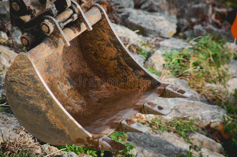 Industrial Background. Digger Bucket Close-up Stock Image - Image of ...