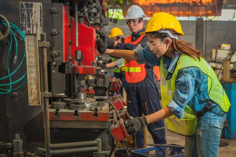 Portrait of Asian Female Mechanic Engineer Working with Steel Drilling ...