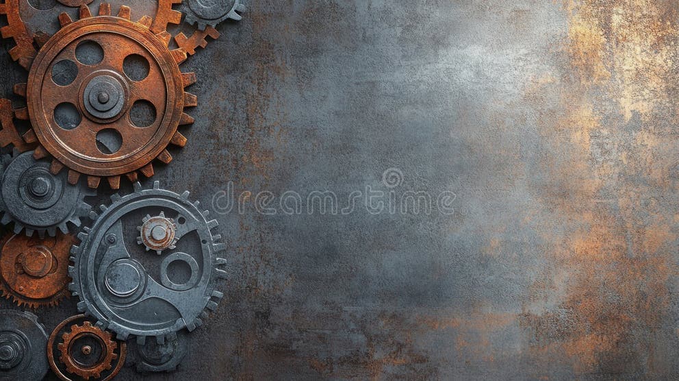Industrial Background Featuring a Focal Gear Design in Gray and Rust ...