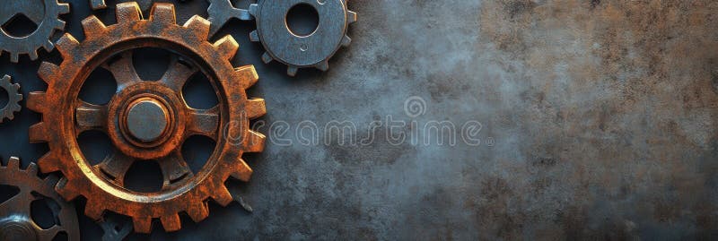 Industrial Background Featuring Gears in Gray and Rust Tones with a ...