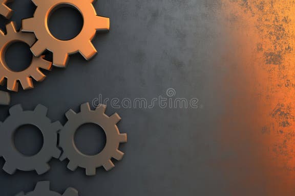 Industrial Background Featuring Gears with Metallic Gradient and Rust ...