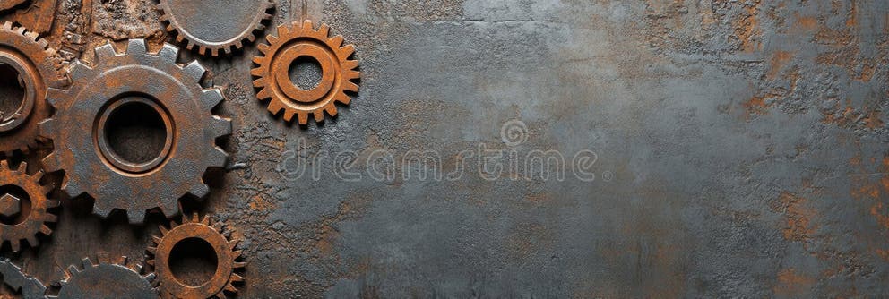 Industrial Background Featuring Large Gear Patterns in Gray and Rust ...