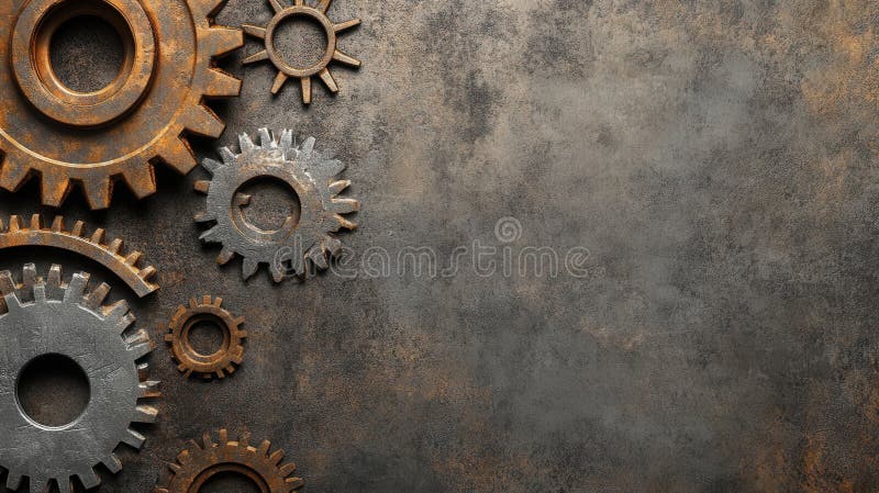 Industrial Background Featuring Rust and Gray Gear Patterns Creating a ...