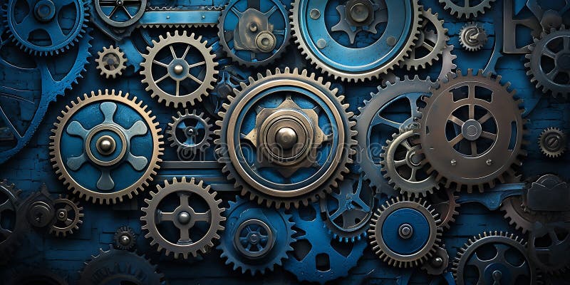 An Industrial Background Made of Old Metal Cogs Stock Illustration ...