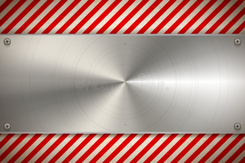 Industrial Background with Metal Blank Plate on Worn Warning Pattern ...