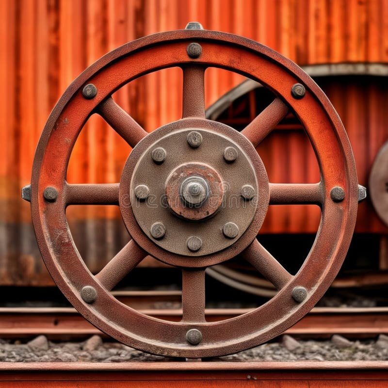 Industrial Background with Rusty Wheels of an Old Rusty Train Closeup ...