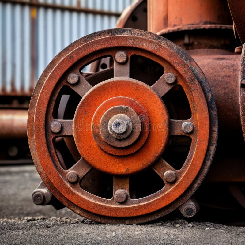 Industrial Background with Rusty Wheels of an Old Rusty Train Closeup ...