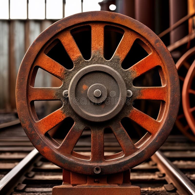 Industrial Background with Rusty Wheels of an Old Rusty Train Closeup ...
