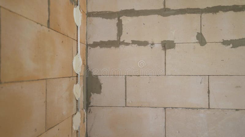 Industrial Background. Structural Plaster on the Wall. Wall with Yellow ...