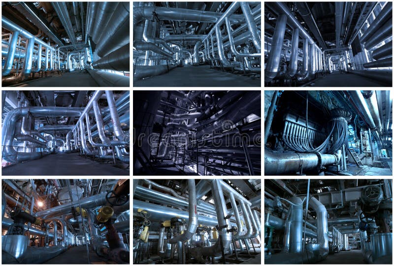 Industrial Backgrounds Collage Made of 9 Pictures Stock Image - Image ...