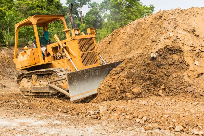 Backhoe - Bulldozer in Open Field Operation Stock Photo - Image of ...