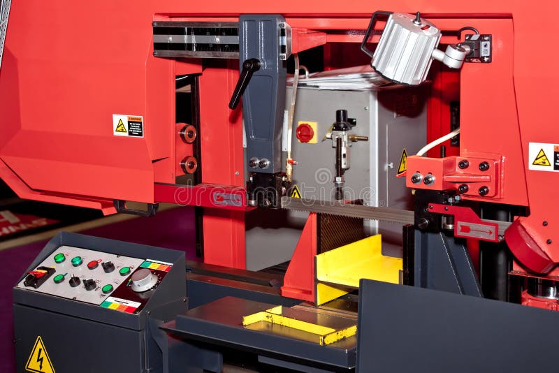 Industrial Band Saw Cutting Machine Stock Photo - Image of pipe ...