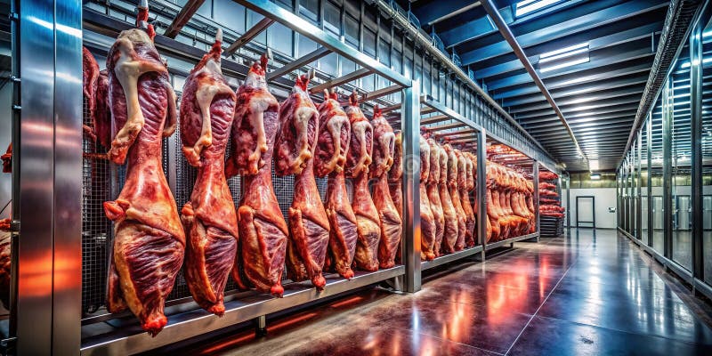 Industrial Beef Carcass Chilling in a Refrigerated Meat Processing ...