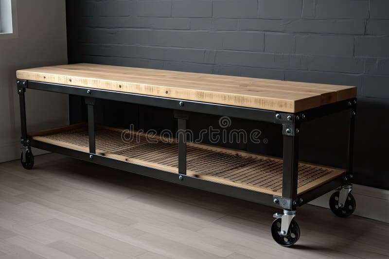 Industrial Bench, with Built-in Storage and Wheels for Easy Mobility ...