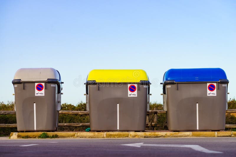 Industrial Big Garbage Bin Outdoors on Coast Stock Image - Image of ...