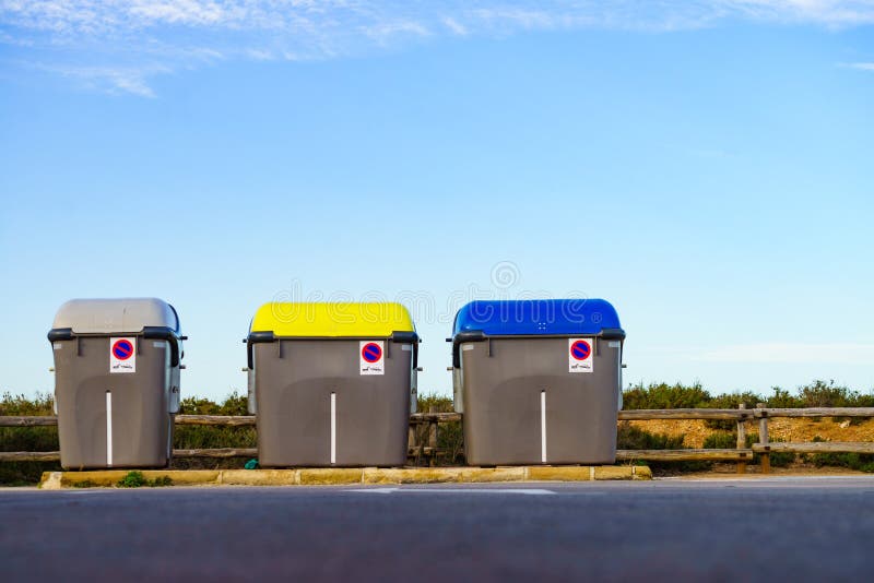 Industrial Big Garbage Bin Outdoors on Coast Stock Photo - Image of ...