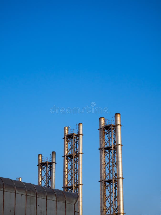 Industrial Big Chimney Stacks Stock Photo - Image of steel, energy ...