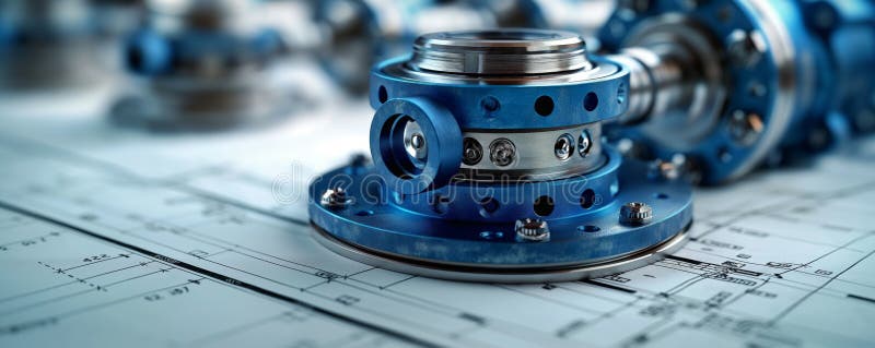 Industrial Blue Part on Engineering Drawing Stock Photo - Image of component, metalwork: 324634470