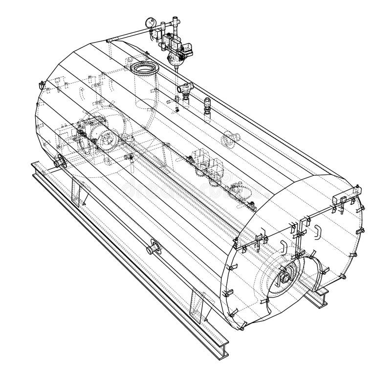 Industrial Boiler Outline. Vector Rendering of 3d Stock Vector ...