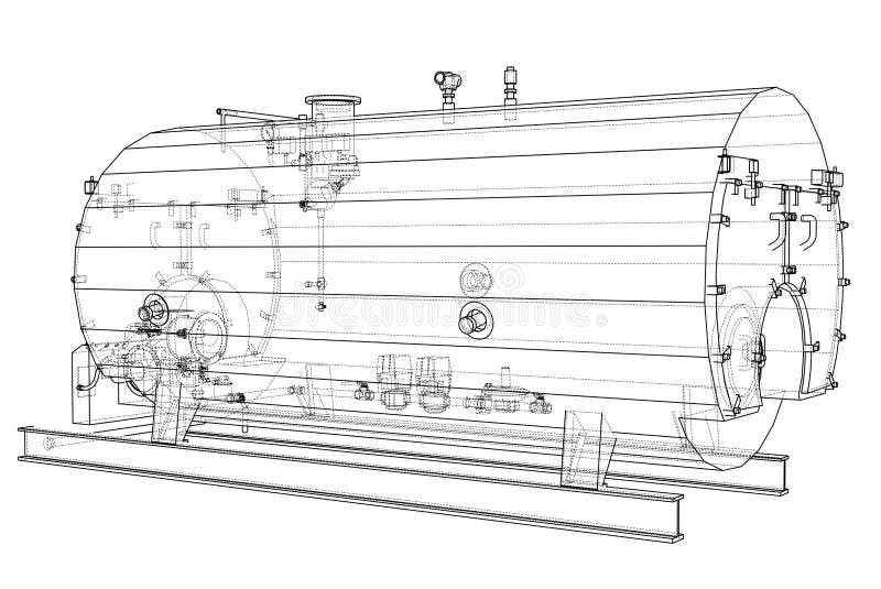 Industrial Boiler Outline. Vector Rendering Of 3d Stock Vector ...