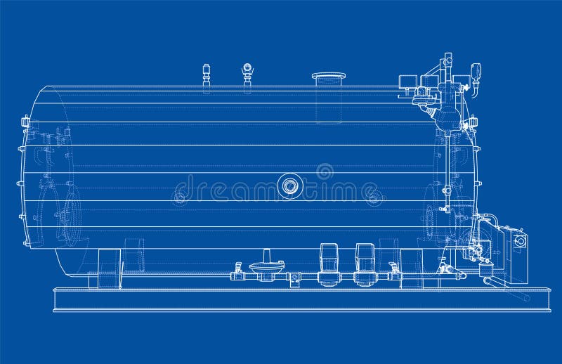 Industrial Boiler Outline. Vector Rendering of 3d Stock Vector ...