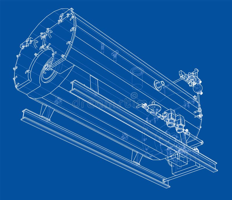 Industrial Boiler Outline. Vector Rendering Of 3d Stock Vector ...