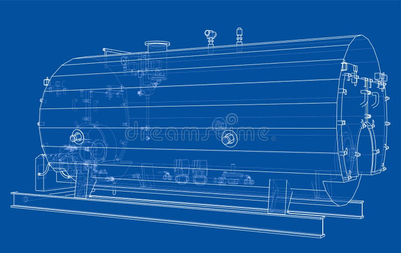 Industrial Boiler Outline. Vector Rendering of 3d Stock Vector ...