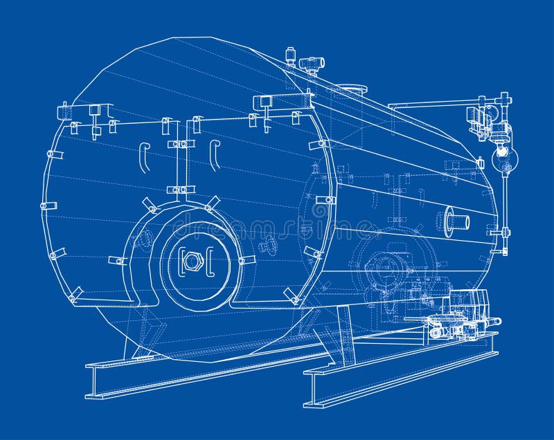 Industrial Boiler Outline. Vector Rendering of 3d Stock Vector ...