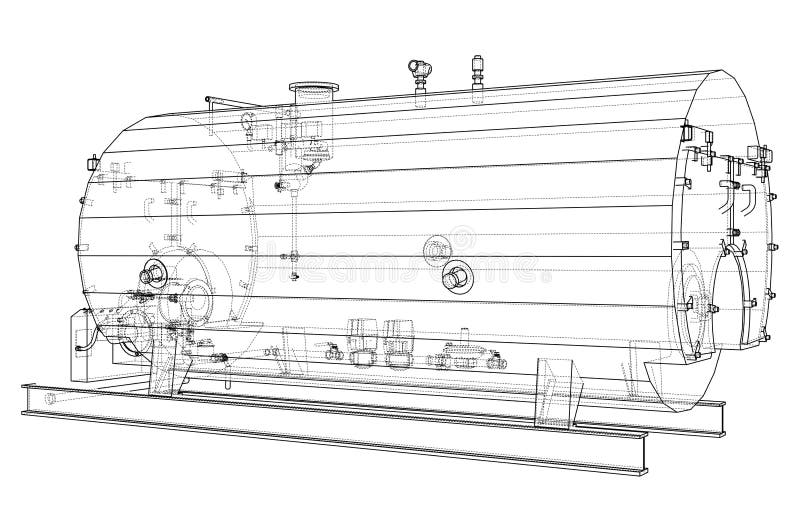 Industrial Boiler Outline. Vector Rendering Of 3d Stock Vector ...