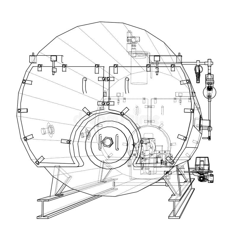 Industrial Boiler Outline. Vector Rendering of 3d Stock Vector ...