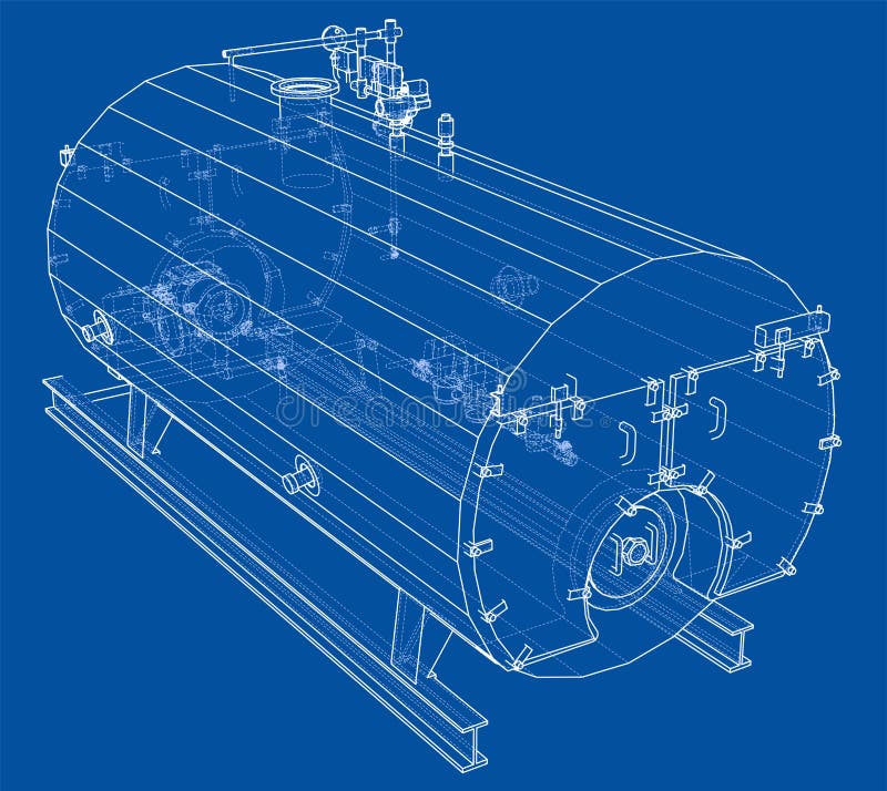Industrial Boiler Outline. Vector Rendering of 3d Stock Vector ...