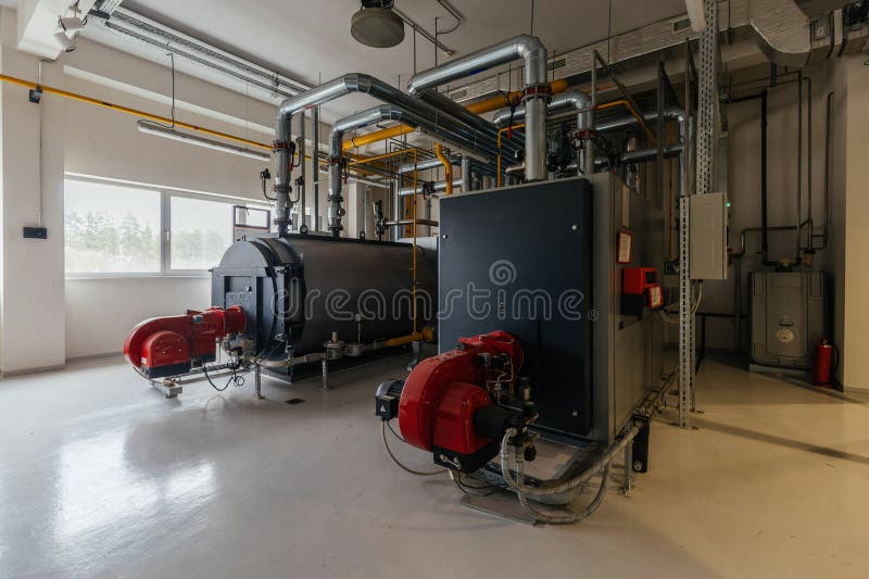 Industrial Boiler Room with Modern Boiler Equipment Editorial Stock ...