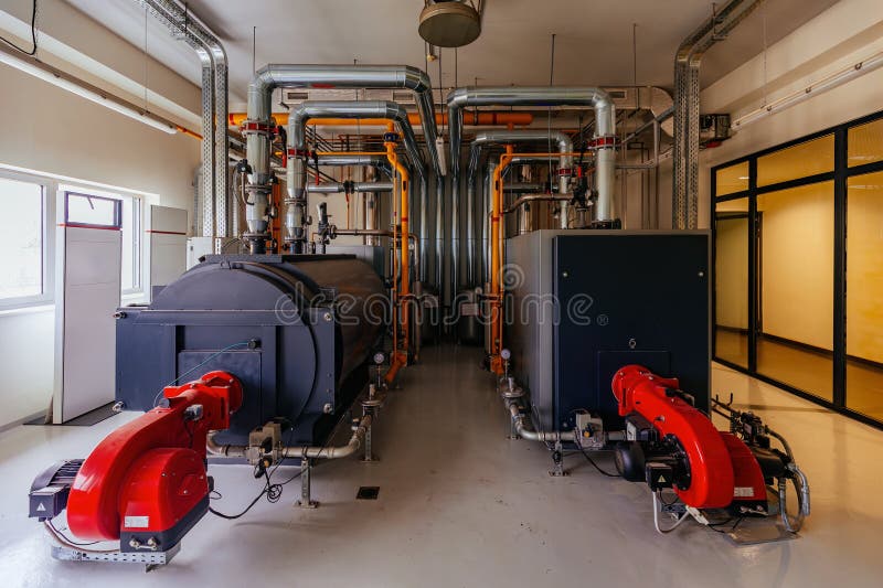 Industrial Boiler Room with Modern Boiler Equipment Stock Image - Image ...