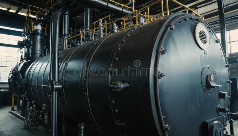 Industrial Boiler System with Piping and Valves in Manufacturing ...