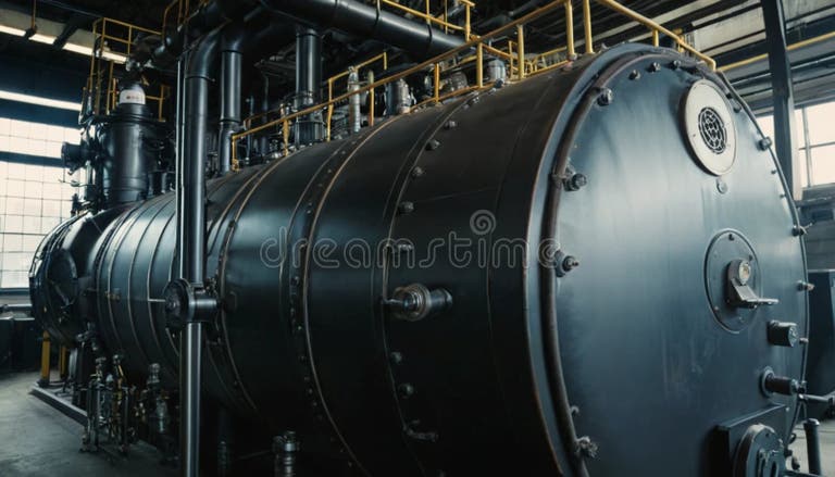 Industrial Boiler System with Piping and Valves in Manufacturing ...