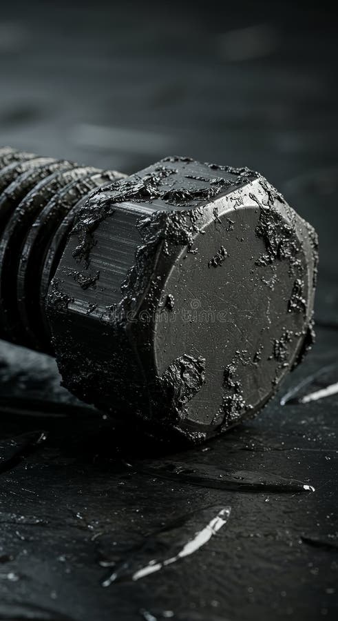 Industrial Bolt with Grease on Black Background, Macro Close-up Ai ...