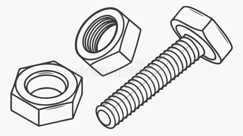 Industrial Bolt and Nut Vector Illustration for Hardware, Vector Design ...