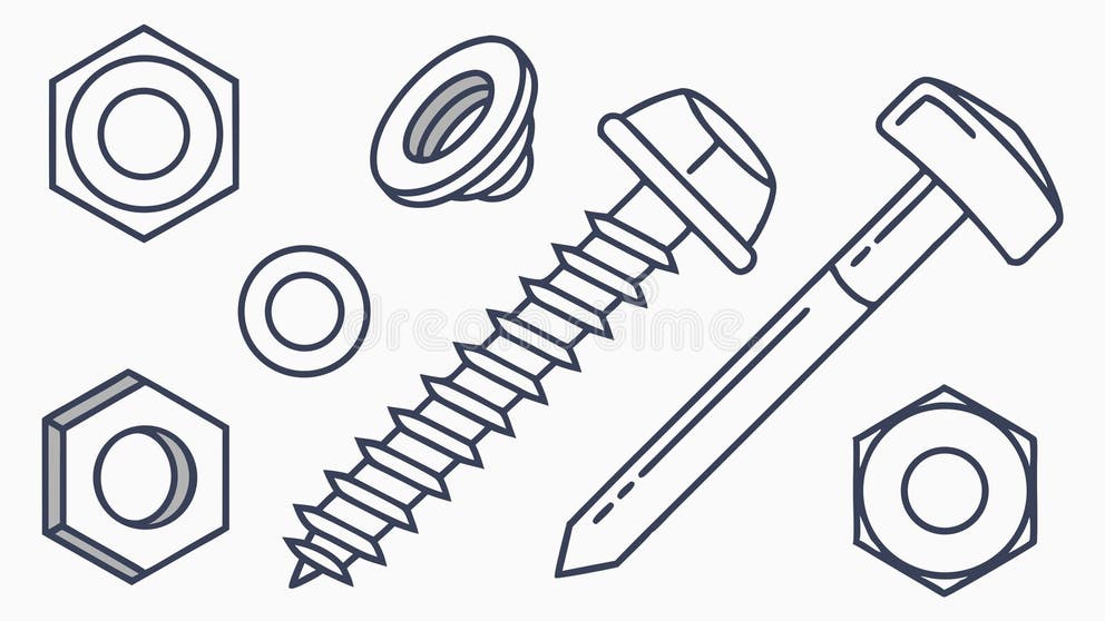 Industrial Bolts and Nuts, Engineering and Construction Elements ...