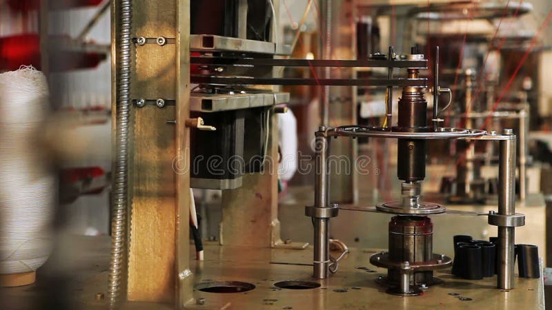 Textile Machinery Close-up.Industrial Braiding Machine in Action Stock ...