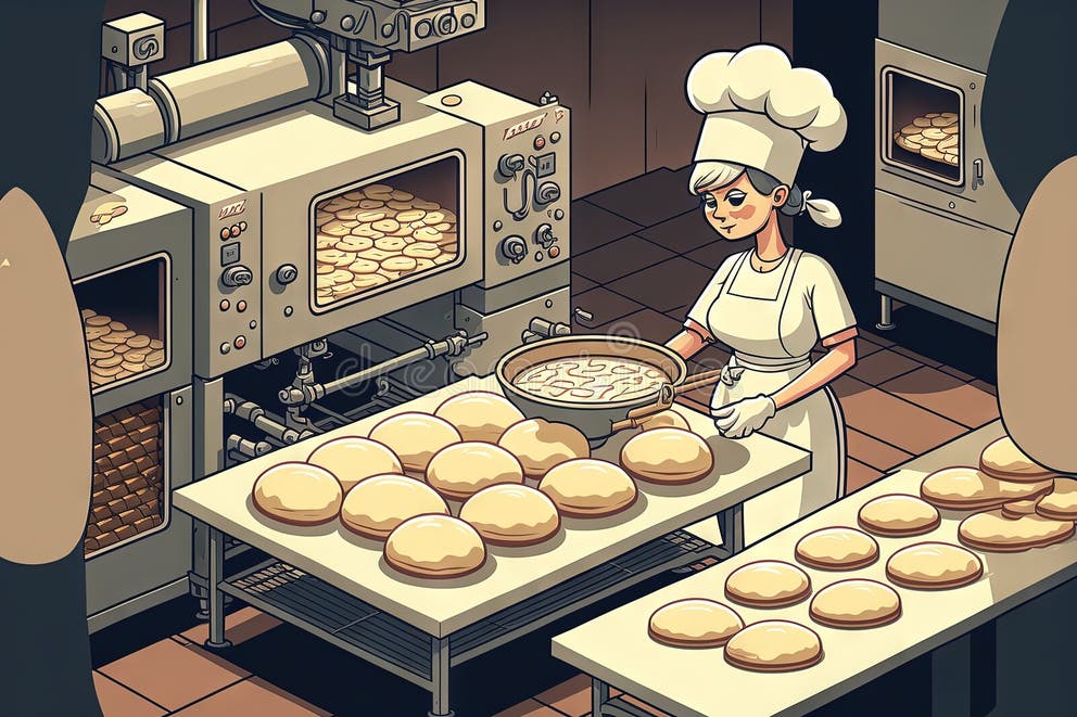 Industrial Bread-baking Line Stock Illustration - Illustration of ...