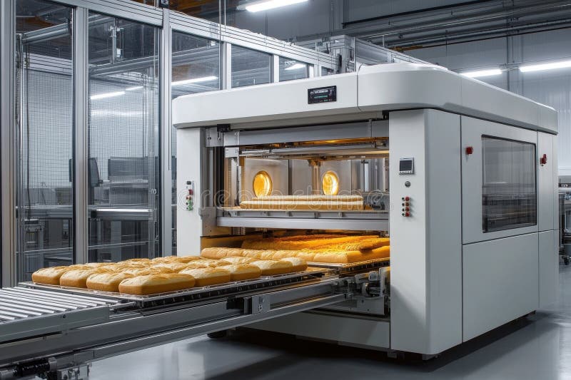 Industrial Bread Manufacturing, Automated Bakery System Efficiently ...