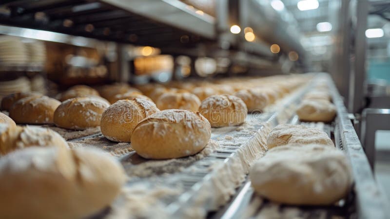 Industrial Bread Production, Conveyor Belts Automate Dough Transport ...