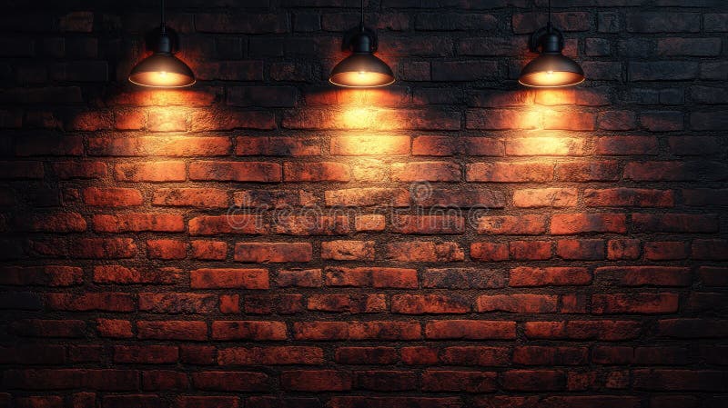 Industrial Brick Wall with Warm Lighting in a Modern Interior Design ...