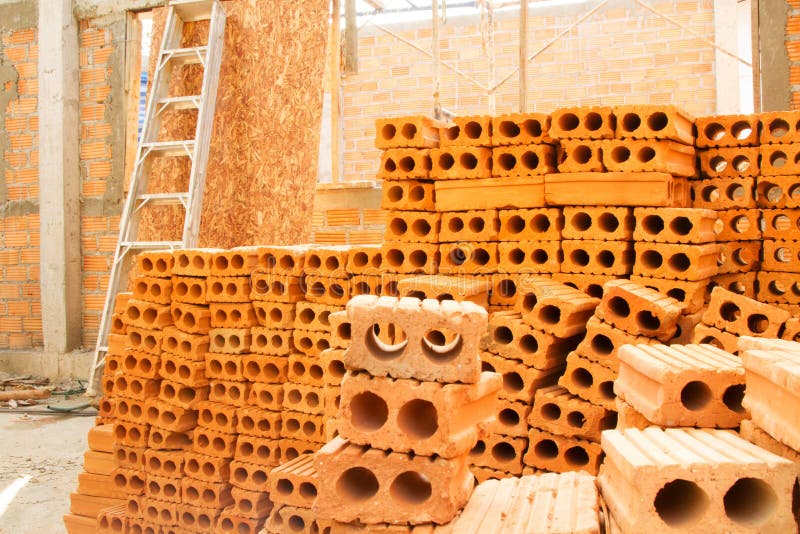 Industrial Bricks at Construction Site Stock Image - Image of prepare ...